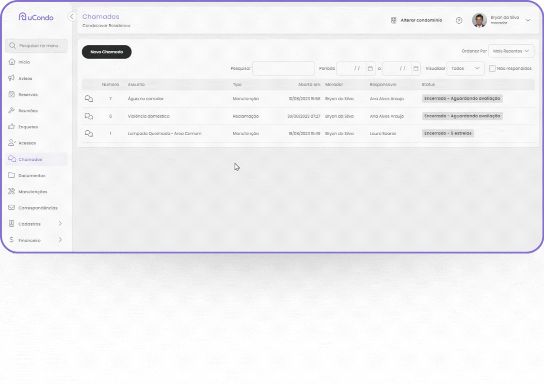 Chamados: Como entrar em contato com a gestão do condomínio via web?